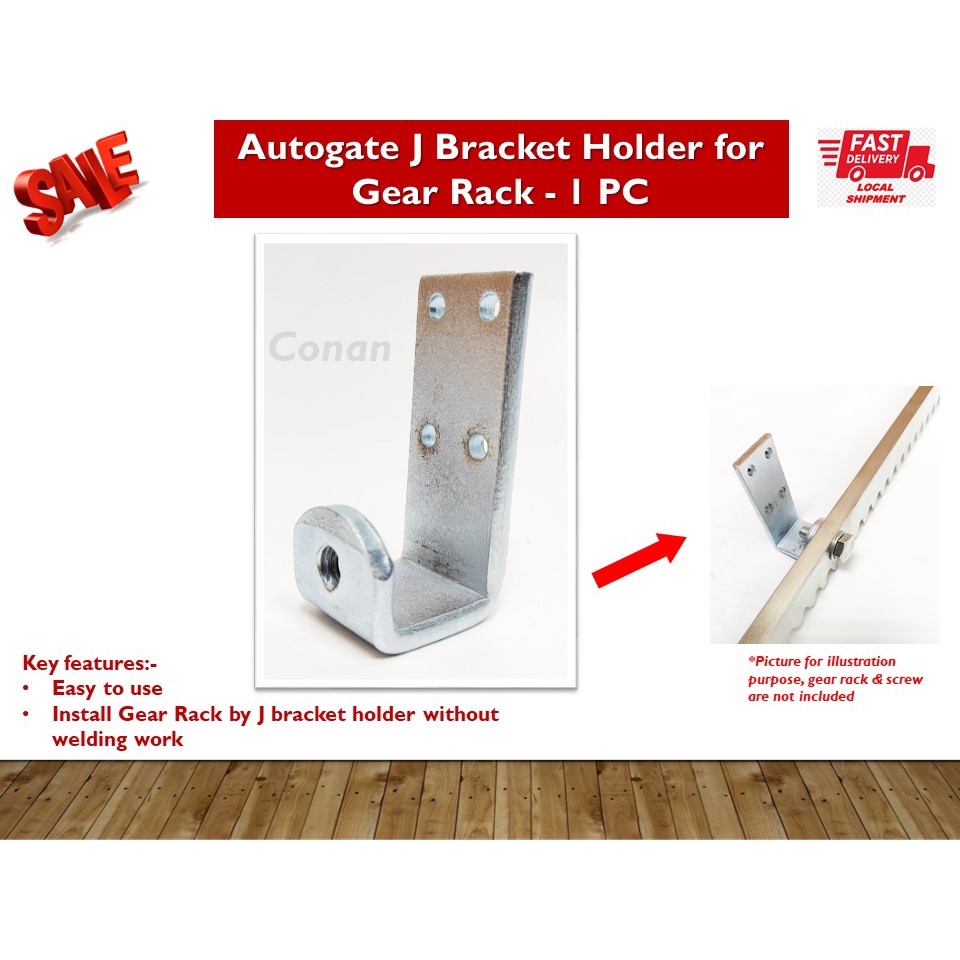 Autogate J Bracket Holder for Gear Rack (1 PC) - Install Gear Rack ...