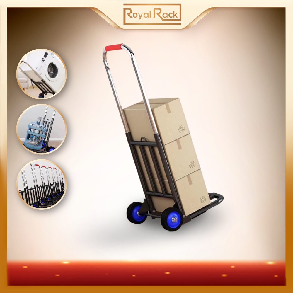 RoyalRack Foldable Hand Trolley with Rubber Wheel Extendable Hand Truck ...