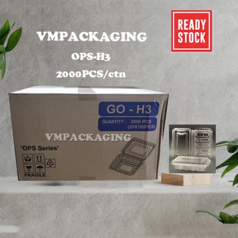 【1 Carton】GOH3 OPS-H3 Plastic Tray / Bakery Disposable Plastic Clear ...