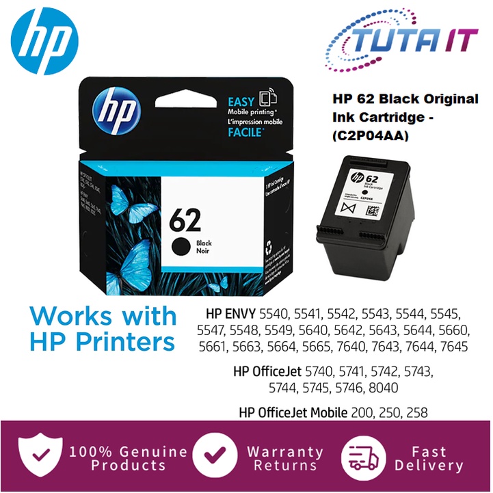HP 62 Original Ink Cartridge (Black/Color) ( C2P04AA / C2P06AA ...