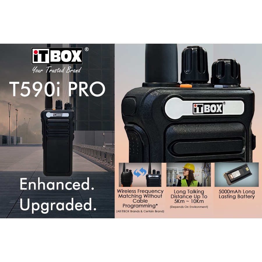 iTBOX T590i Pro Walkie Talkie UHF Radio Portable 400-480MHz ...