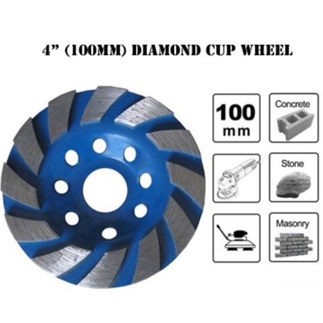 MKR 4'' (100MM) DIAMOND CUP WHEEL SEGMENT GRINDING CUP WHEEL DISC ...