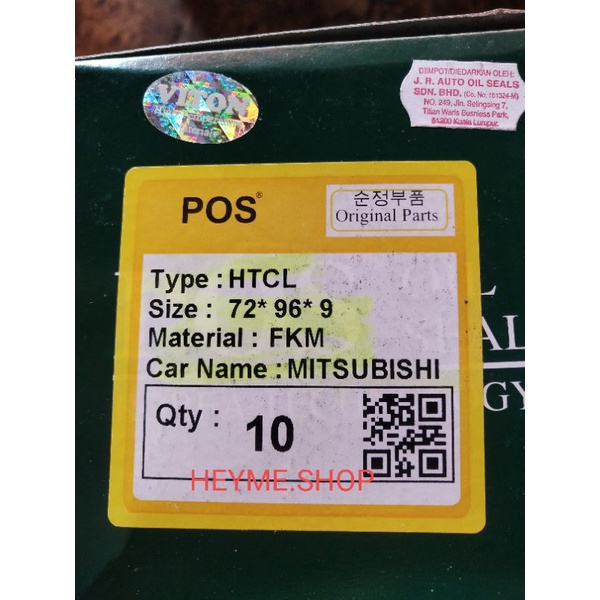 PROTON SAGA WIRA 1.5 EXORA BLM FLYWHEEL OIL SEAL 72X96X9 POS VITON ...
