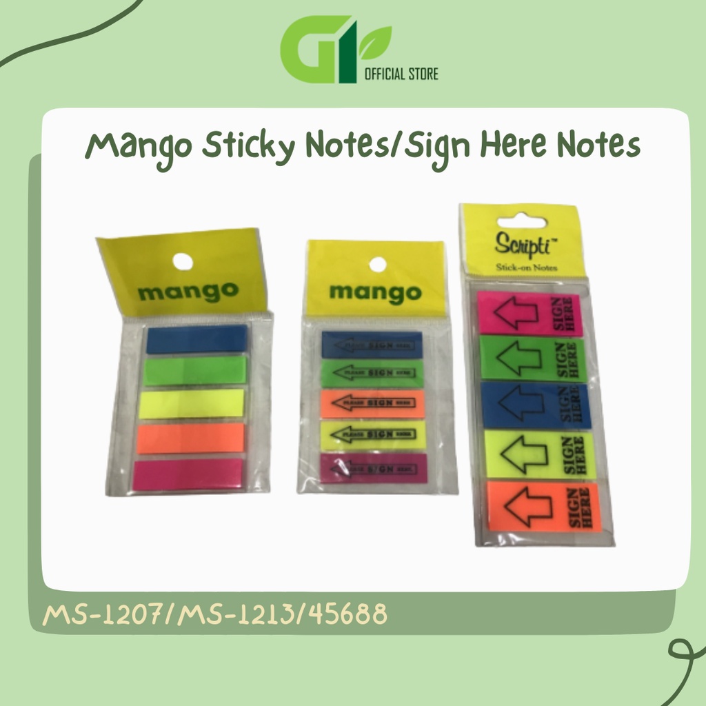 [GY Office] Mango Sticky Notes/Sign Here Notes MS-1207/MS-1213/45688 ...