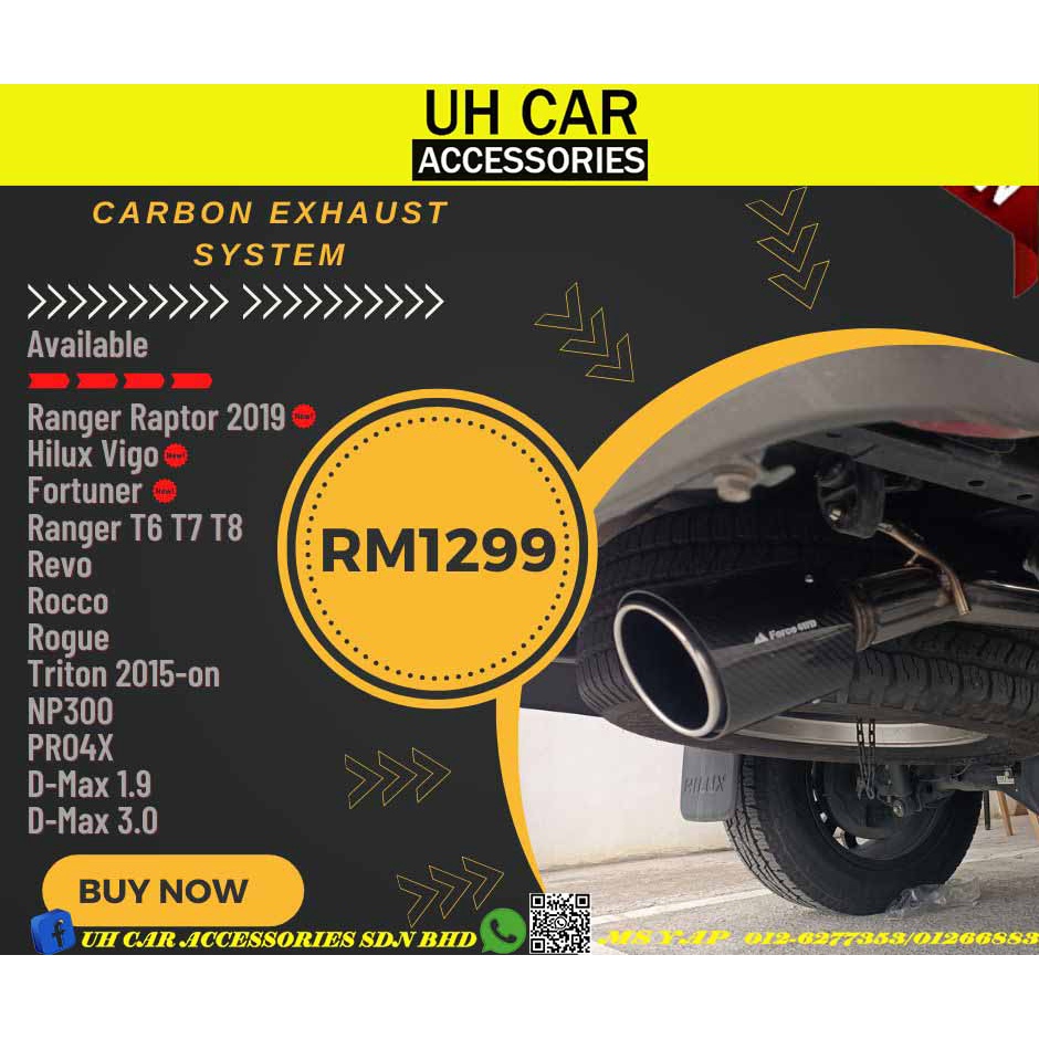 toyota hilux revo rocco rogue force carbon rear exhaust tip piping pipe ...