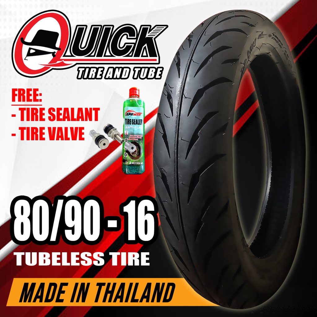 QUICK GR390 PHOENIX 80/90-16 TUBELESS MOTORCYCLE TIRE W/FREE TIRE ...
