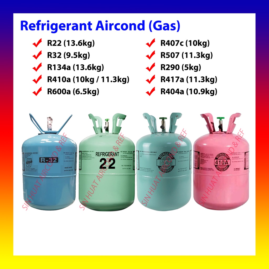 Gas Standard R134A R32 R410 R22 R407C R600A Air Con Fridge Car 冷气空调/冰箱 Penyaman Udara Peti Sejuk ...