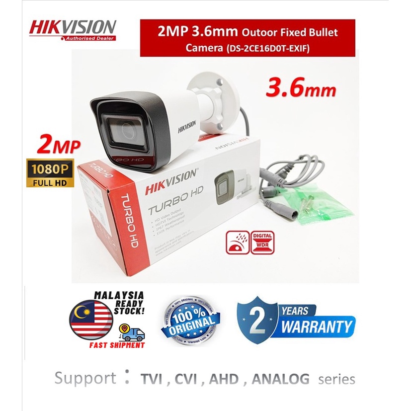 Kamera Bullet Luar HIKVISION CCTV 2MP 1080P Full TURBO HD (DS-2CE16D0T ...