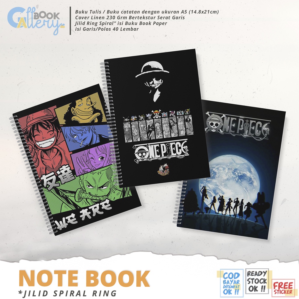 [SP] One Piece Anime Notebook / Notebook / Note book, Mugiwara Crew ...