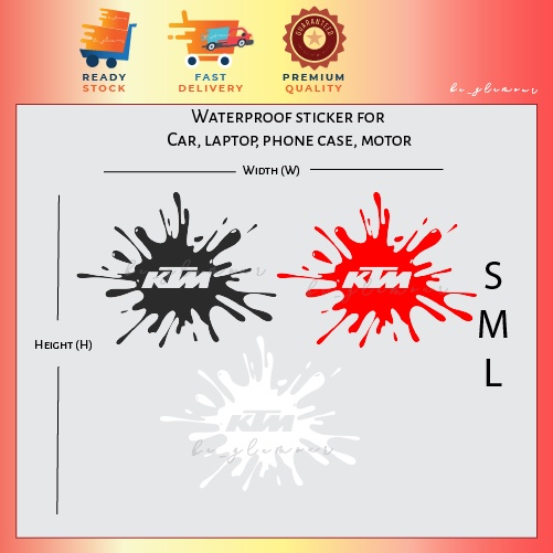 KTM Water Splash stiker racing reflective waterproof cahaya Car Motor ...