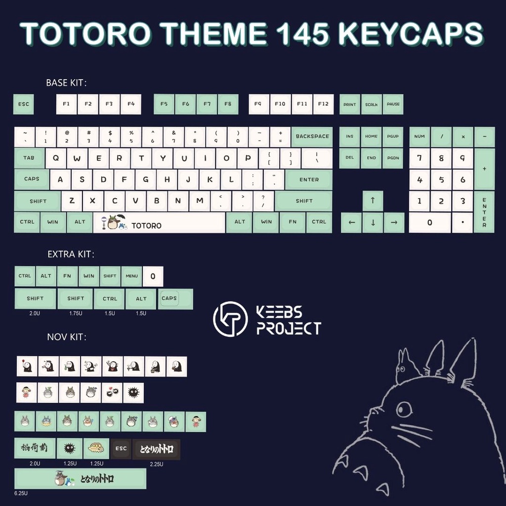 [READY STOCK] Totoro Anime PBT XDA Profile Keycap Set for Mechanical ...