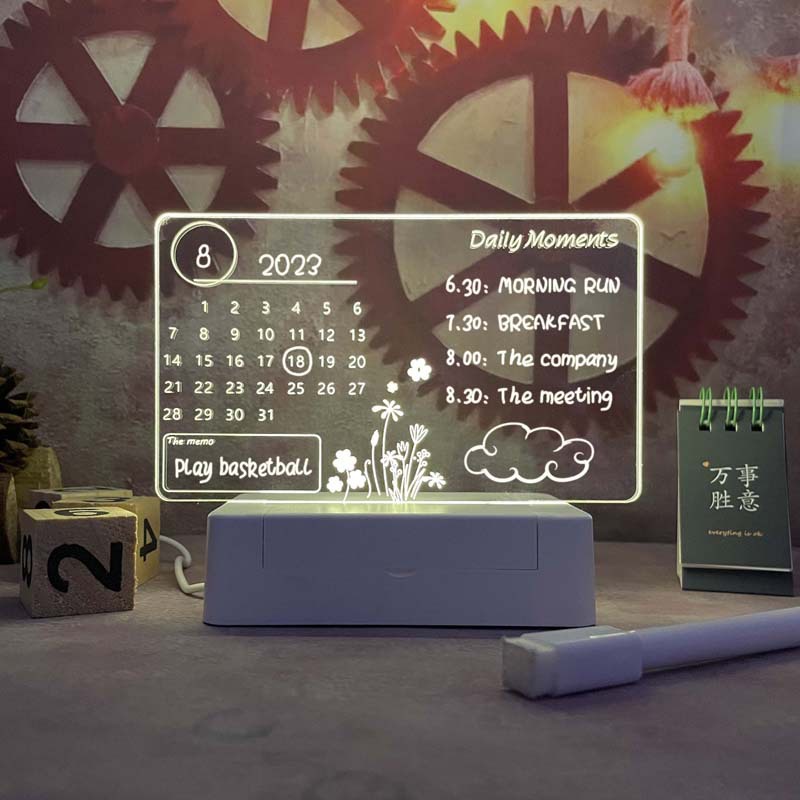 2023 Planner 2023 Calendar Acrylic USB Night Light Calendar Writing ...
