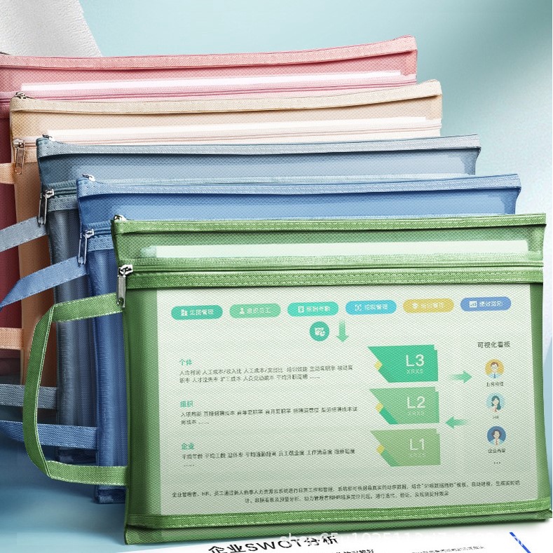 Transparent Mesh Zipper File Bag Storage Bag Document Bag Examination ...