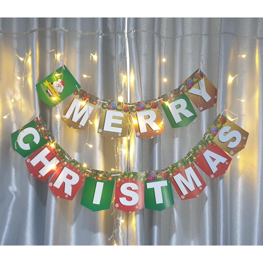MERAH HIJAU Christmas Flag Banner / Red and Green Merry Christmas ...