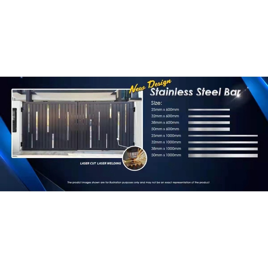 SUS304 STAINLESS STEEL DECORATIVE SHEET (BAR) 白钢长条 QSSB | Shopee Malaysia