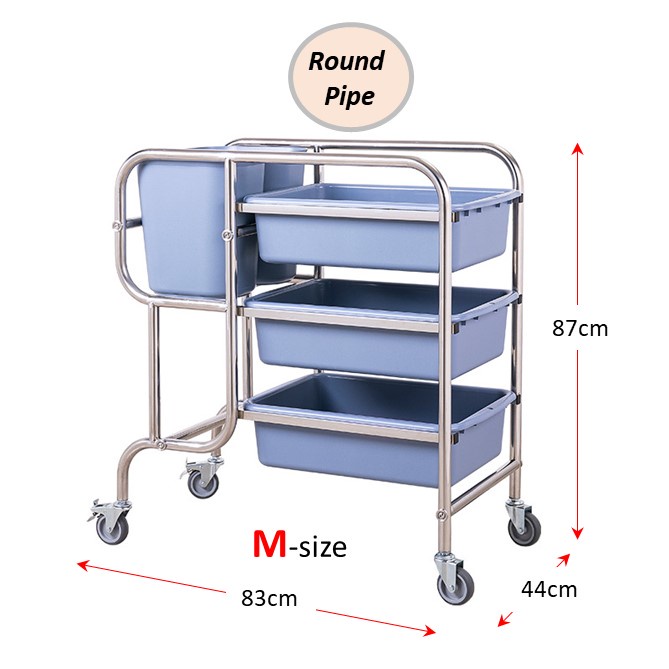 KIZZY 3 Tier 5 Bin Multi function Trolley & Bin Dish Collector Cart Restaurant Food Trolley ...