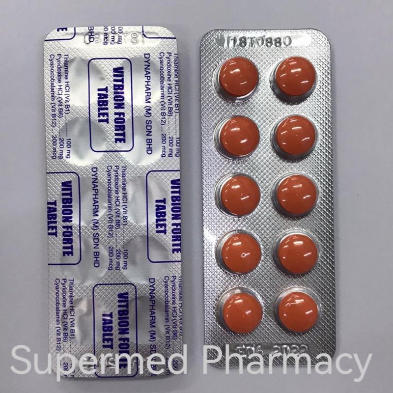 Dyna Vitbion Forte Tablet (Vitamin B1 100mg, Vitamin B6 200mg, B12 ...