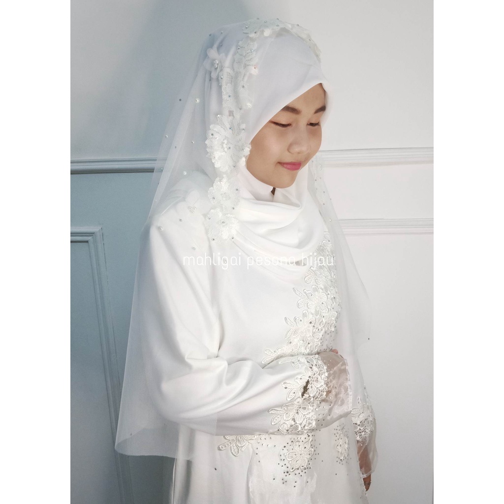 Veil Nikah Veil Murah Veil Tunang Veil Simple Beading dan Lace veil ...