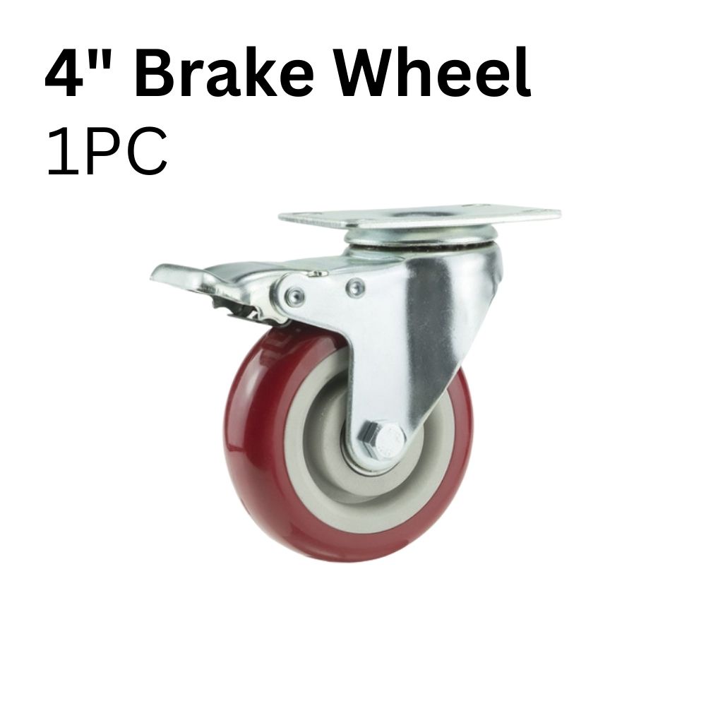 4 INCH PU Wheel Heavy Duty Swivel Rigid Brake Castor Caster wheel ...