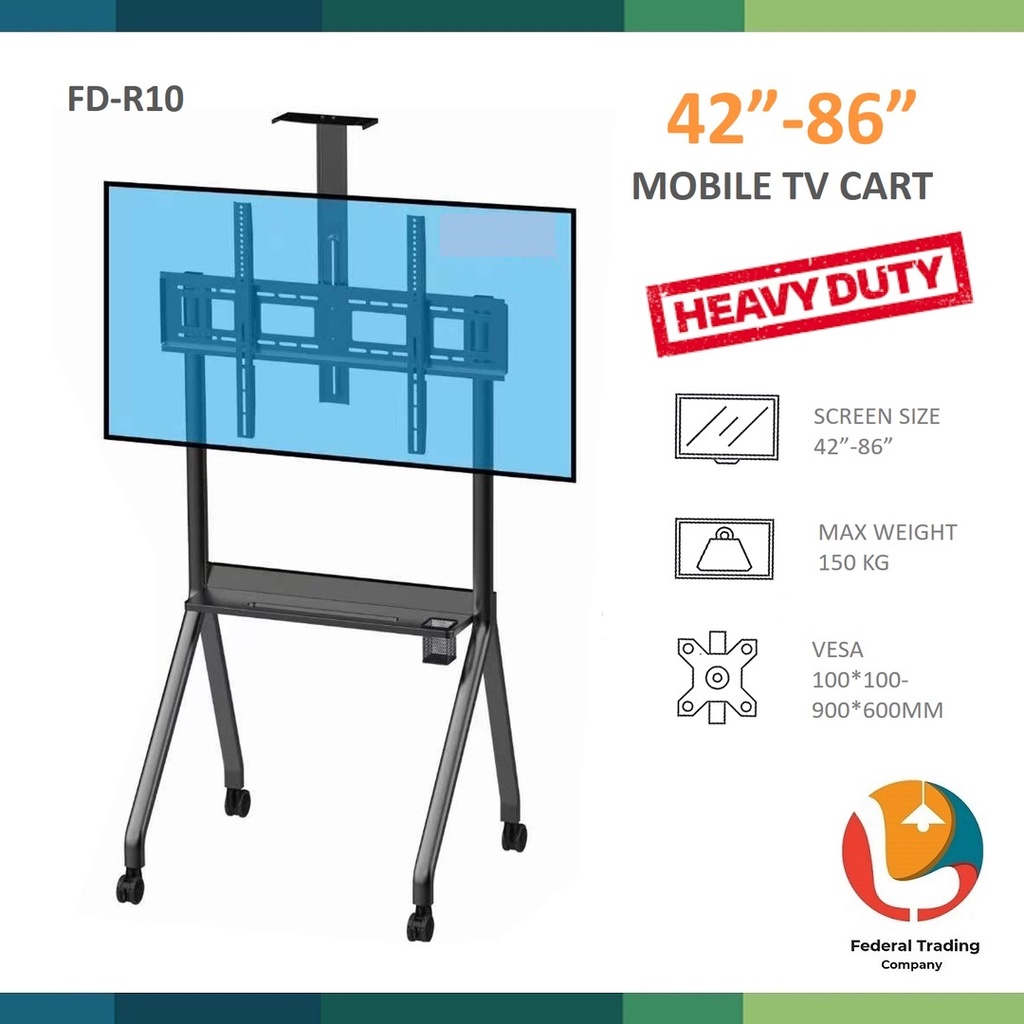 Universal 42" to 86" Portable Mobile TV Trolley Bracket Stand Movable ...