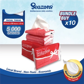 Seazons Maxcare Soft Pack (10 packs x 50 sheets) Tissue 100/120 packs ...