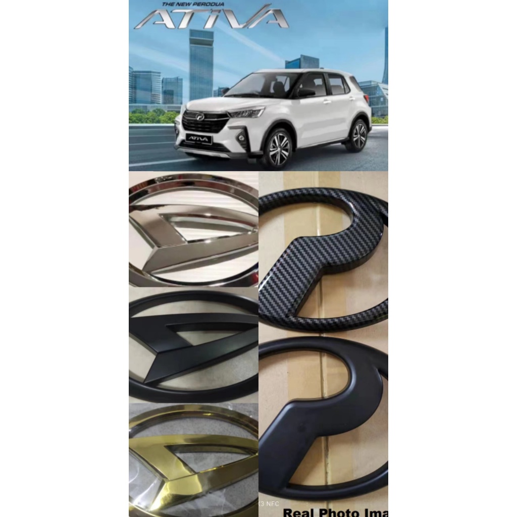 ATIVA Daihatsu PERODUA Carbon Black Chorme Gold DUAL VVTi Emblems Logo ...