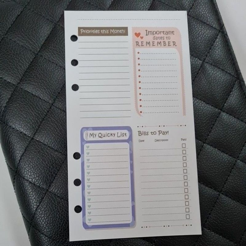 A6 / A7 MONTHLY SUMMARY 6 RING PLANNER INSERTS REFILL | Shopee Malaysia
