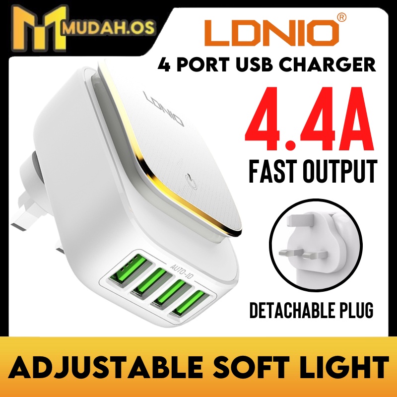 LDNIO Charger Adapter Fast Charging Adapter 4.4A A4405 USB Adapter Fast ...
