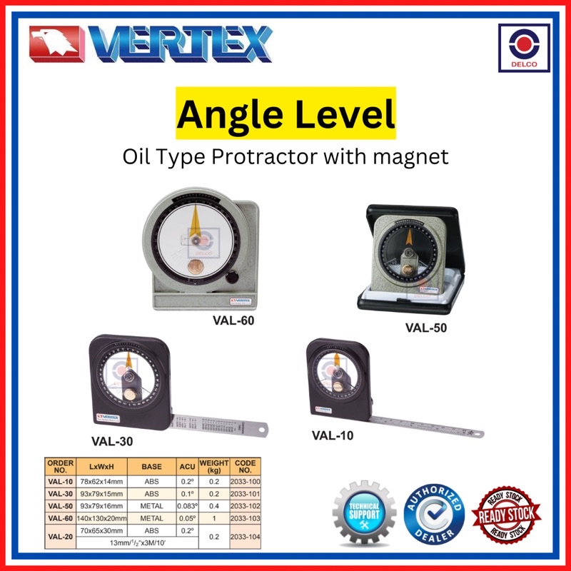 VERTEX TAIWAN Angle Level VAL-10 VAL-30 VAL-50 VAL-60 oil type ...