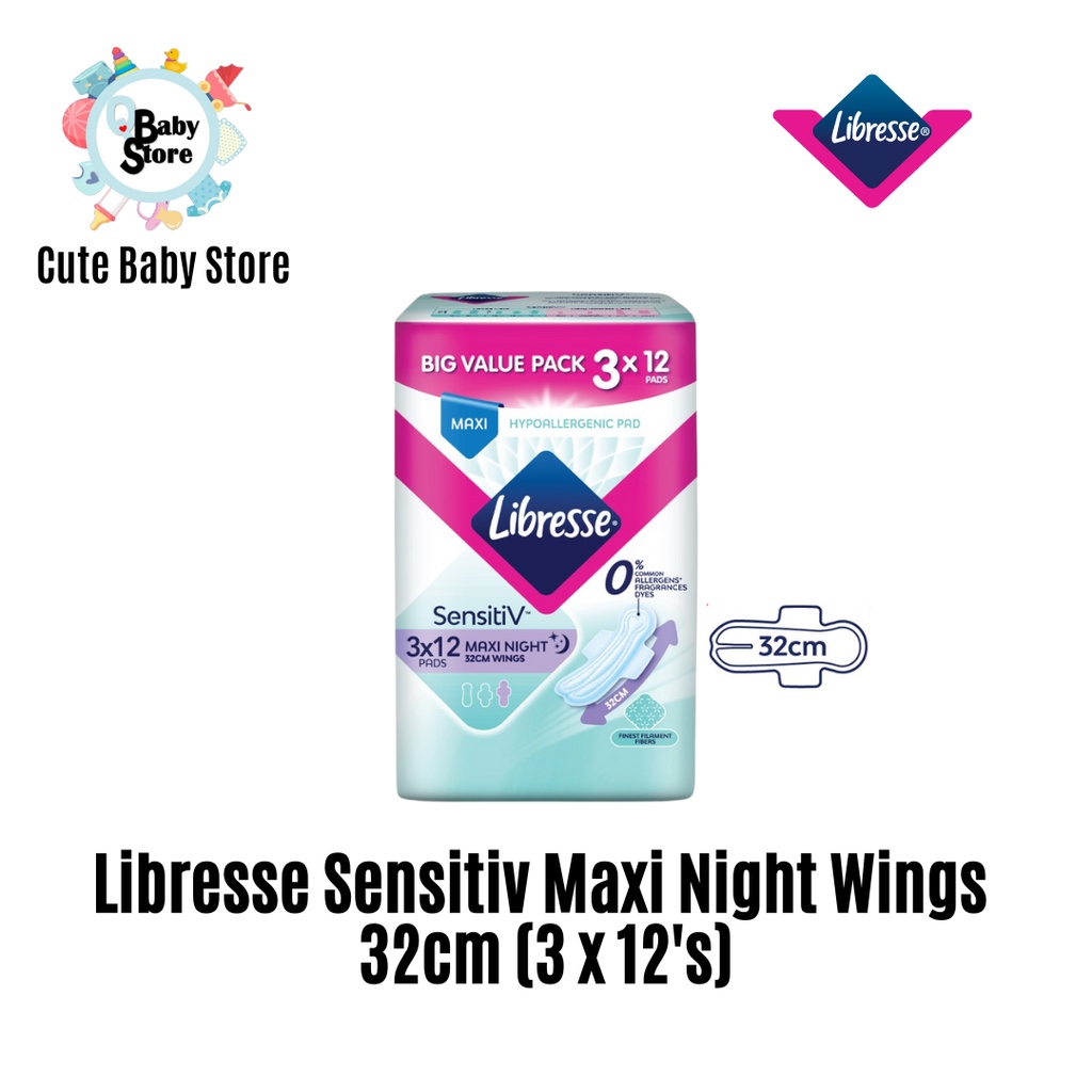 Libresse Sensitiv Maxi Night Wings (3 x 12's/32cm) | Shopee Malaysia