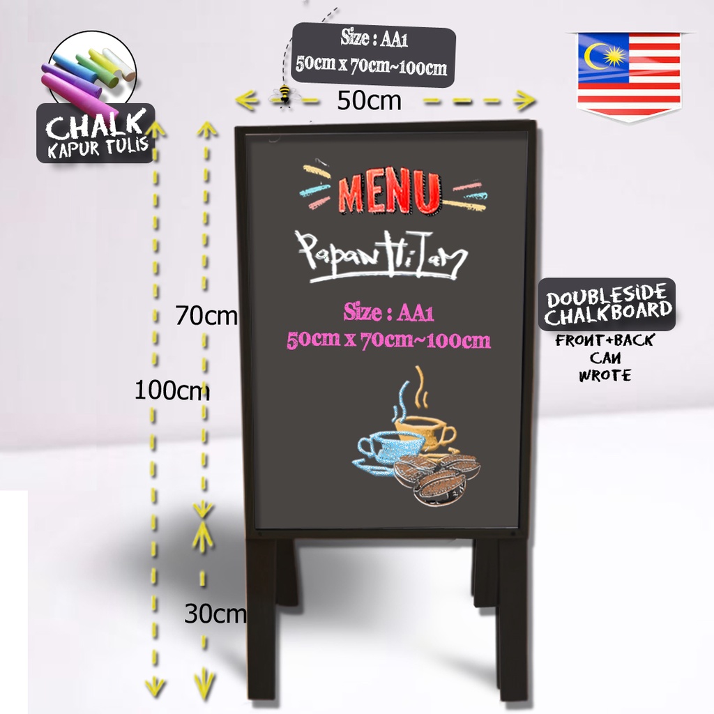 Big Blackboard Chalkboard Papan Hitam BIG MENU Board Cafe Gerai Warung ...