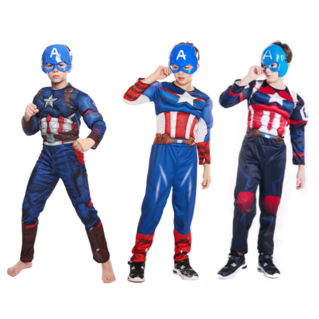 💥Malaysia Ready Stock💥Muscle Captain America Cosplay Costume for Boys ...
