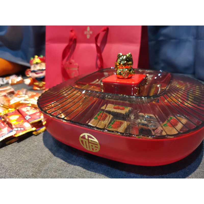 CNY Snack Container Candy Box 招财猫干果盘 | Shopee Malaysia