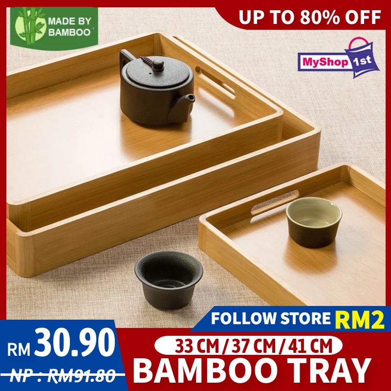 Pinggan Buluh Bamboo Plate Bamboo Tray Rectangle Serving Tea Tray Food Tray | Shopee Malaysia