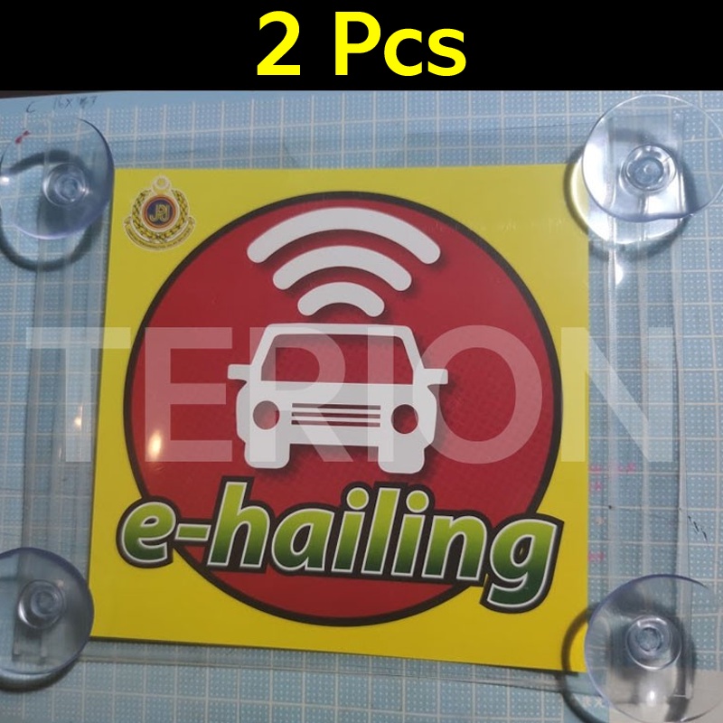 2 Pcs Ehailing Sign (15x15cm) with Suction Cup Mount JPJ APAD SPAD ...