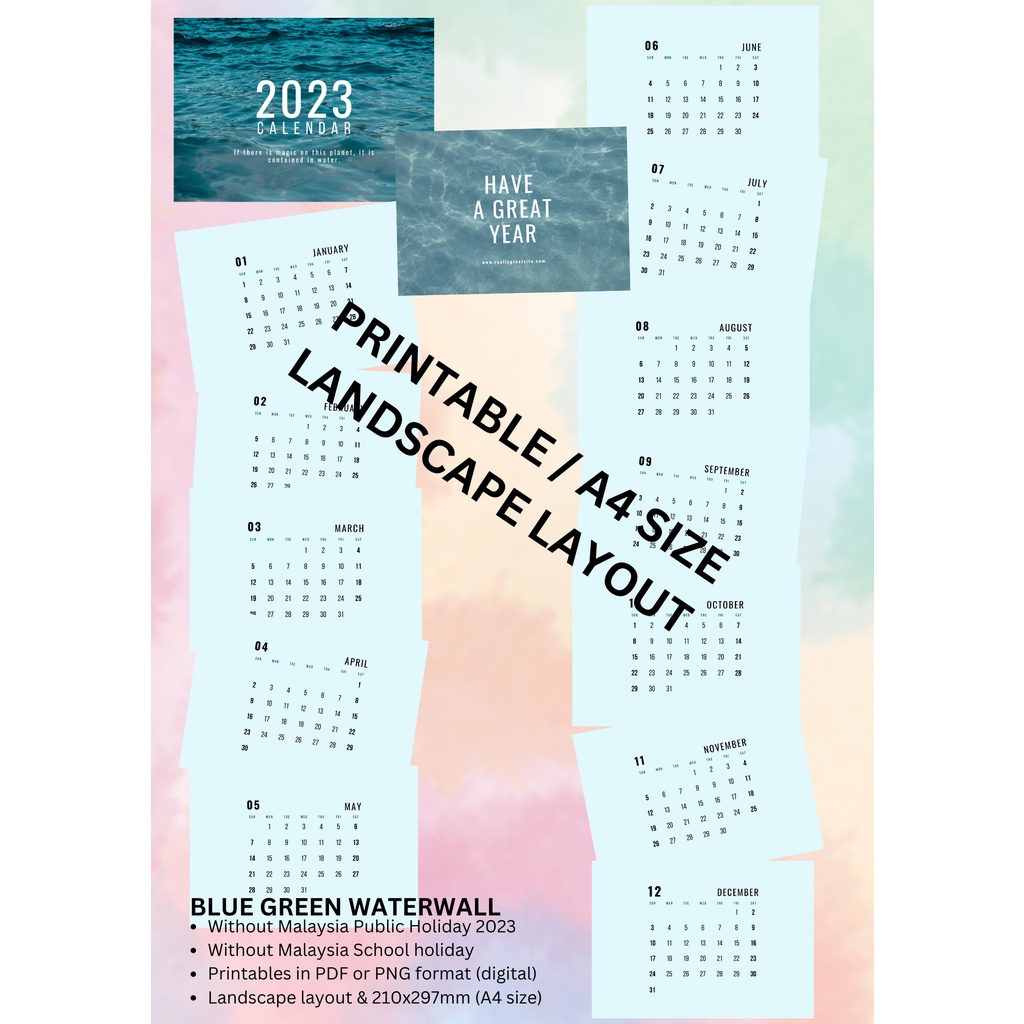 PRINTABLE Kalendar 2023 in PDF or PNG | Shopee Malaysia