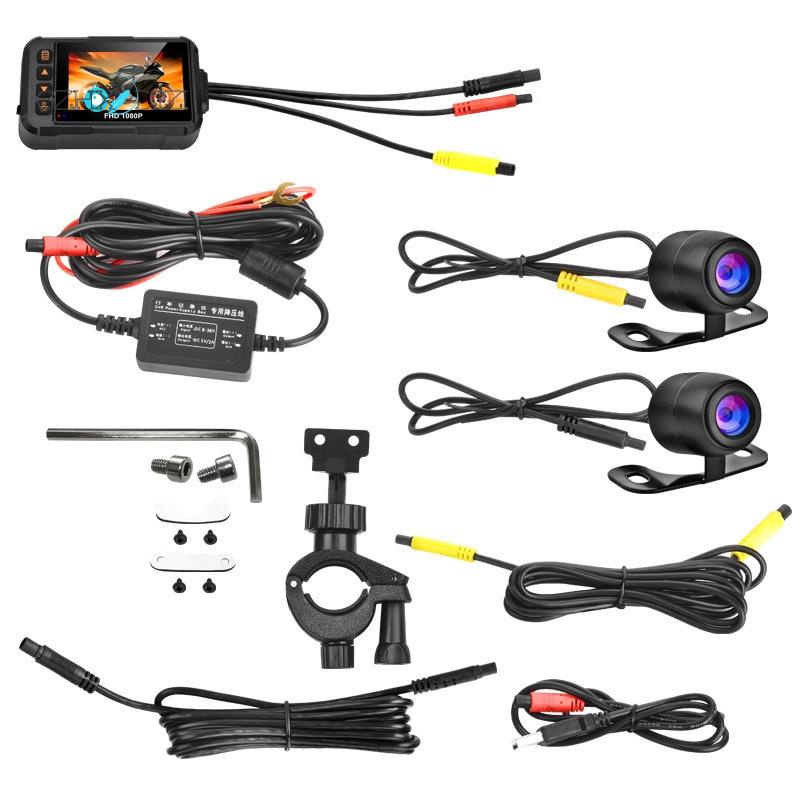 1080P Waterproof Motorcycle Dashcam 3 Inch Front & Rear Camera Black ...