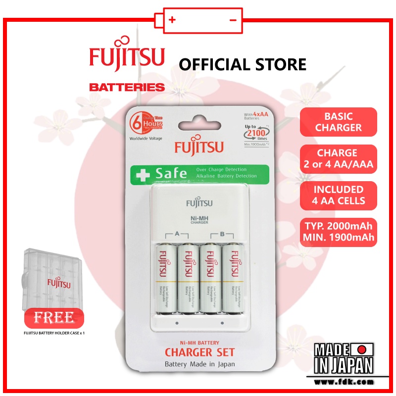 Fujitsu Basic Charger Standard 6hrs Charger 4 Cells AA Rechargeable ...
