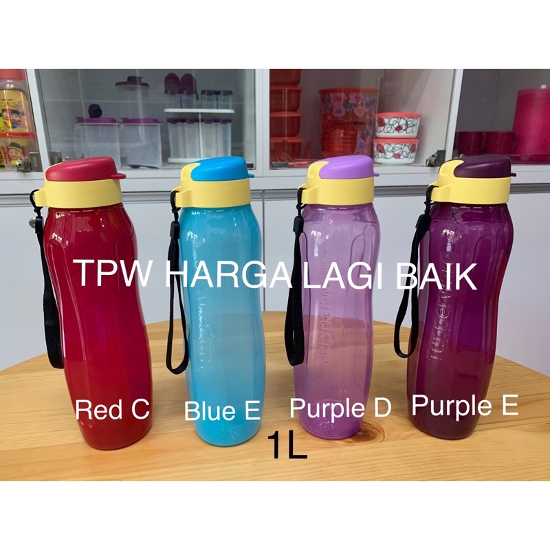 Tupperware Eco Slim Flip Top Water Bottle 1L with Strap / Bottles ...