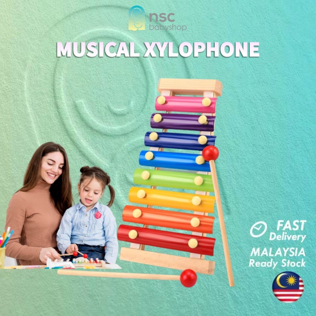 8 Notes Wooden Xylophone Musical Instrument Wooden Educational Toys ...