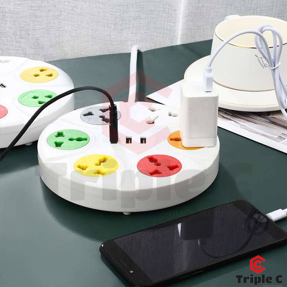 [Triple C] Extension Plug With USB Ports 3/6 Power Socket | Shopee Malaysia