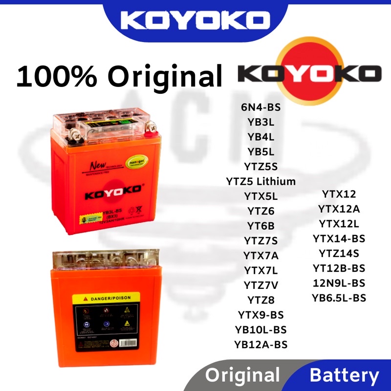 KOYOKO Motorcycle Battery Batteri Motor Moto Charge 6N4-2A-4 YB3L YB4L ...