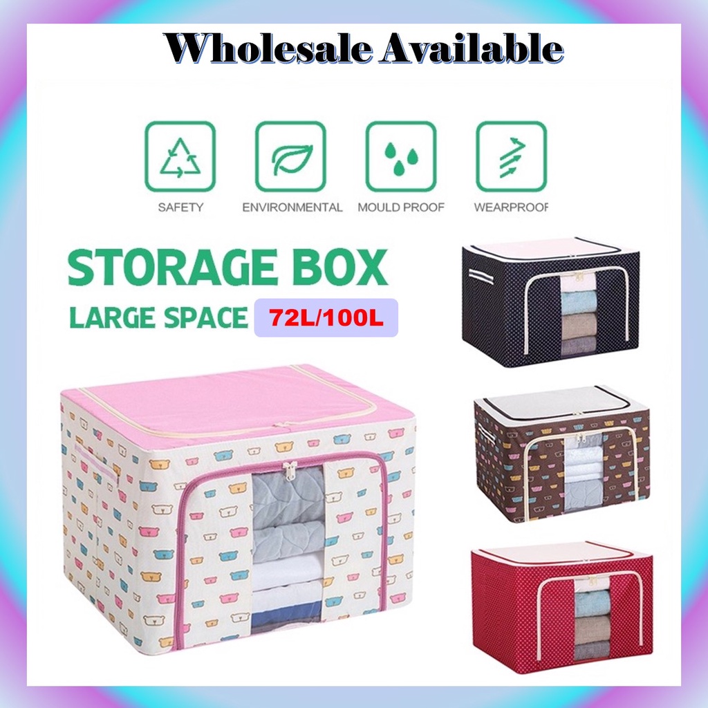 72L/100L Oxford Foldable Extra Large Detachable Storage Box with Steel ...