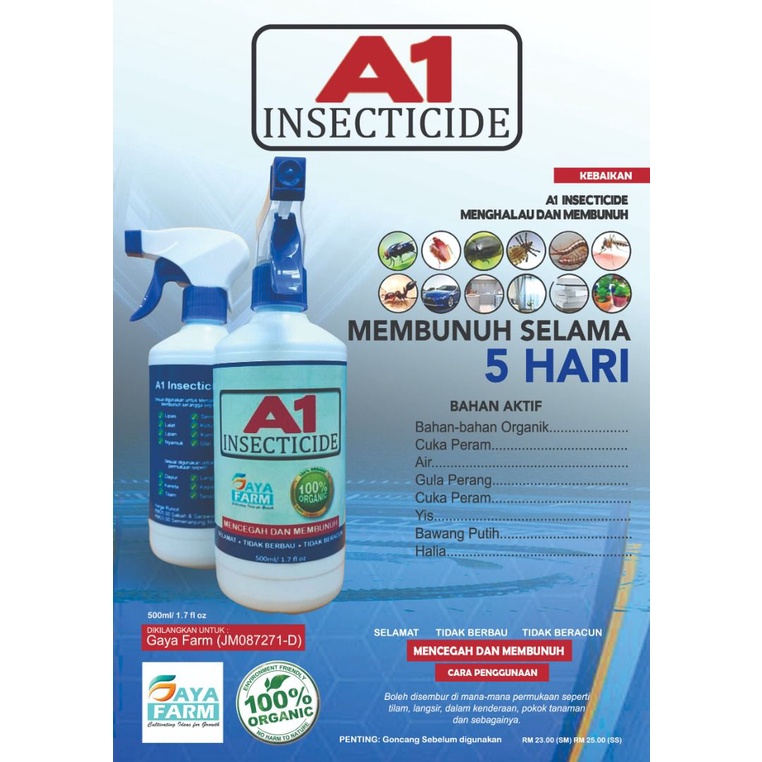 A1 Insecticide Organic Repellent insect Spray Serangga Lalat Semut ...