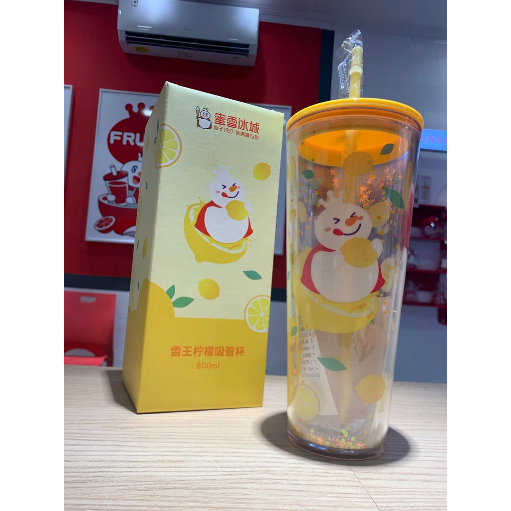Tumbler Drink Bottle mixue snow king lemon 720ml Yellow Viral | Shopee ...