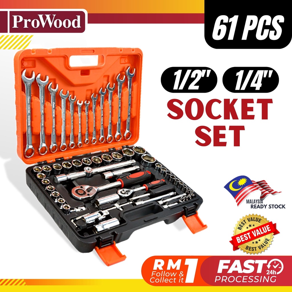 61pcs Combination Spanner Set Socket Ratchet Wrench Socket Set Wrench ...