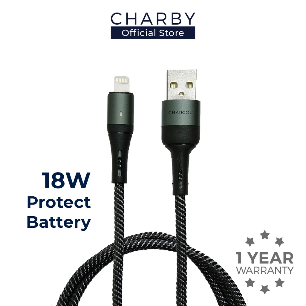 CHARBY Charcol Sense Auto Disconnect Fast Charging Cable Nylon Braided ...