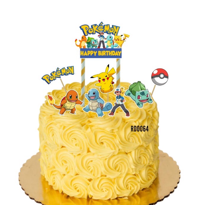 READY STOCK Happy Birthday Cake Topper Pokemon Decoration Set Party ...