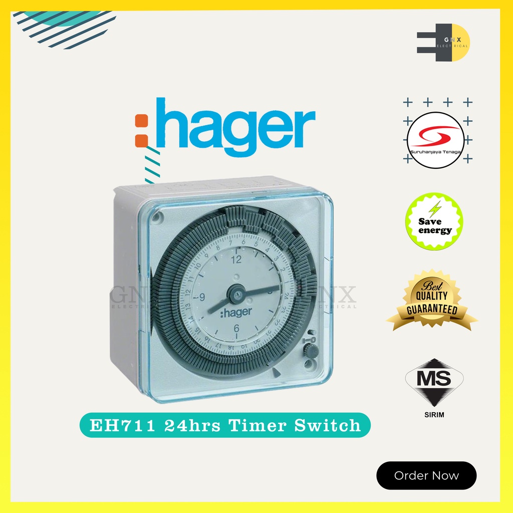 (100% Original) HAGER EH711 24 Hrs Timer Switch Analogue | Shopee Malaysia