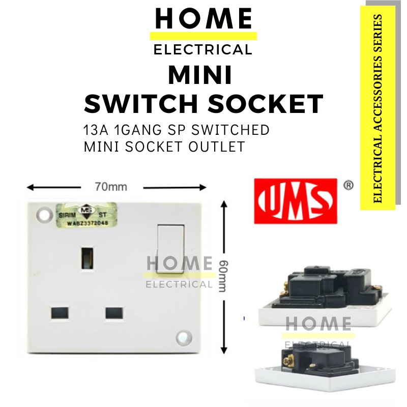 UMS 13A Mini Switch Socket Mini Logic Switch Socket Outlet 250V Sirim ...
